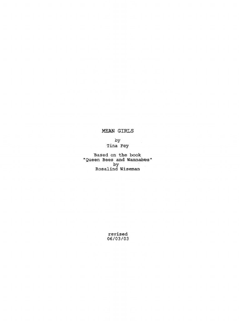 Mean Girls (Movie Script) | PDF | Films Directed