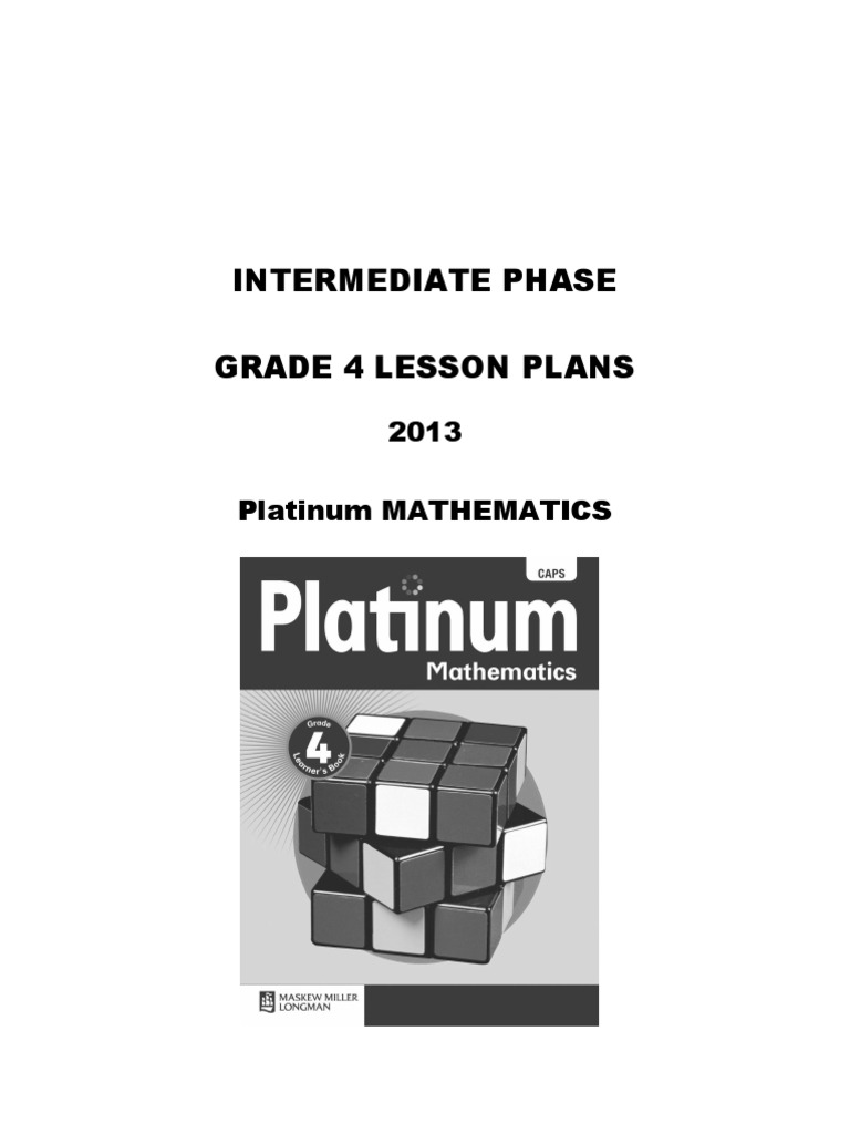 Platinum Mathematics Grade 4 Lesson Plans Multiplication Teaching 
