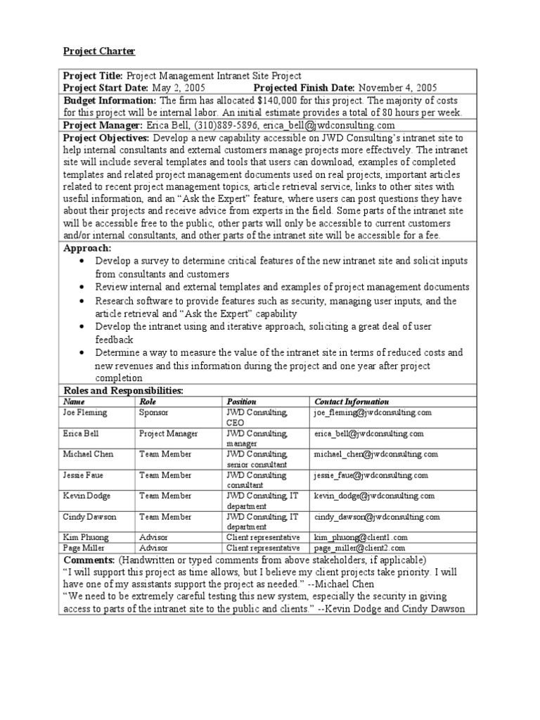 Project Charter and Scope Statement - Website 1 | PDF | Project Management | Computing