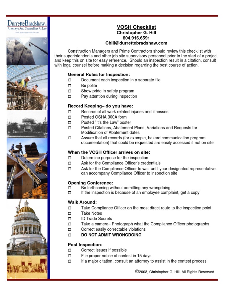 VOSH Inspection Checklist | PDF