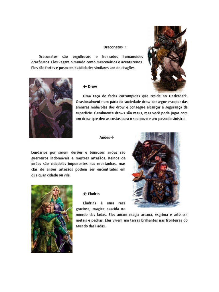 Draconatos | PDF | Drow (masmorras e dragões) | Elfos
