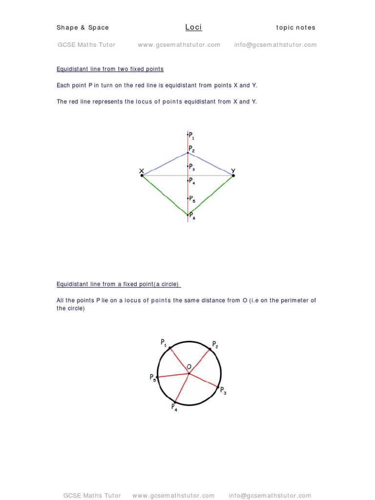 Loci, Shape & Space Revision Notes From GCSE Maths Tutor | PDF