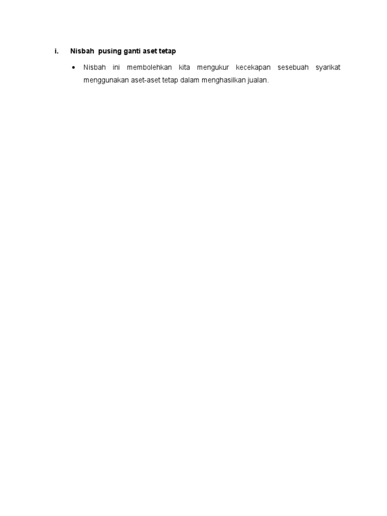 Nisbah Pusing Ganti Aset Tetap | PDF
