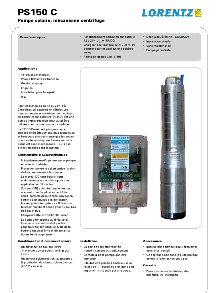 Fiche Technique PS150 LORENTZ | PDF
