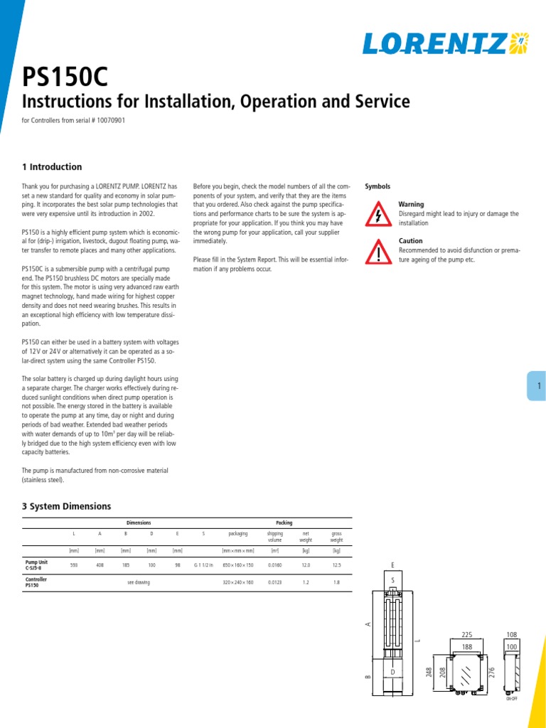 Lorentz Ps150 C Manual en | PDF | Photovoltaic System | Switch