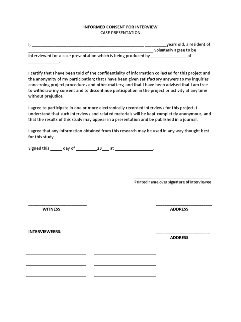 Informed Consent Form For Interview
