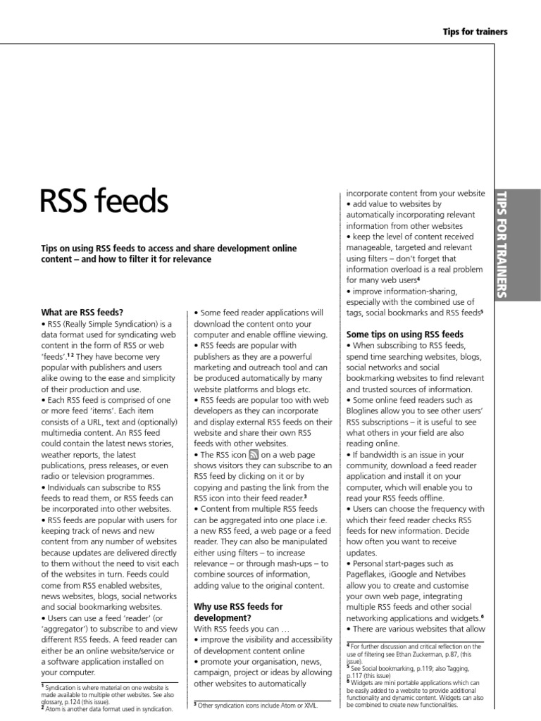 Maximizing Access to Development Content Through Strategic Use of RSS ...