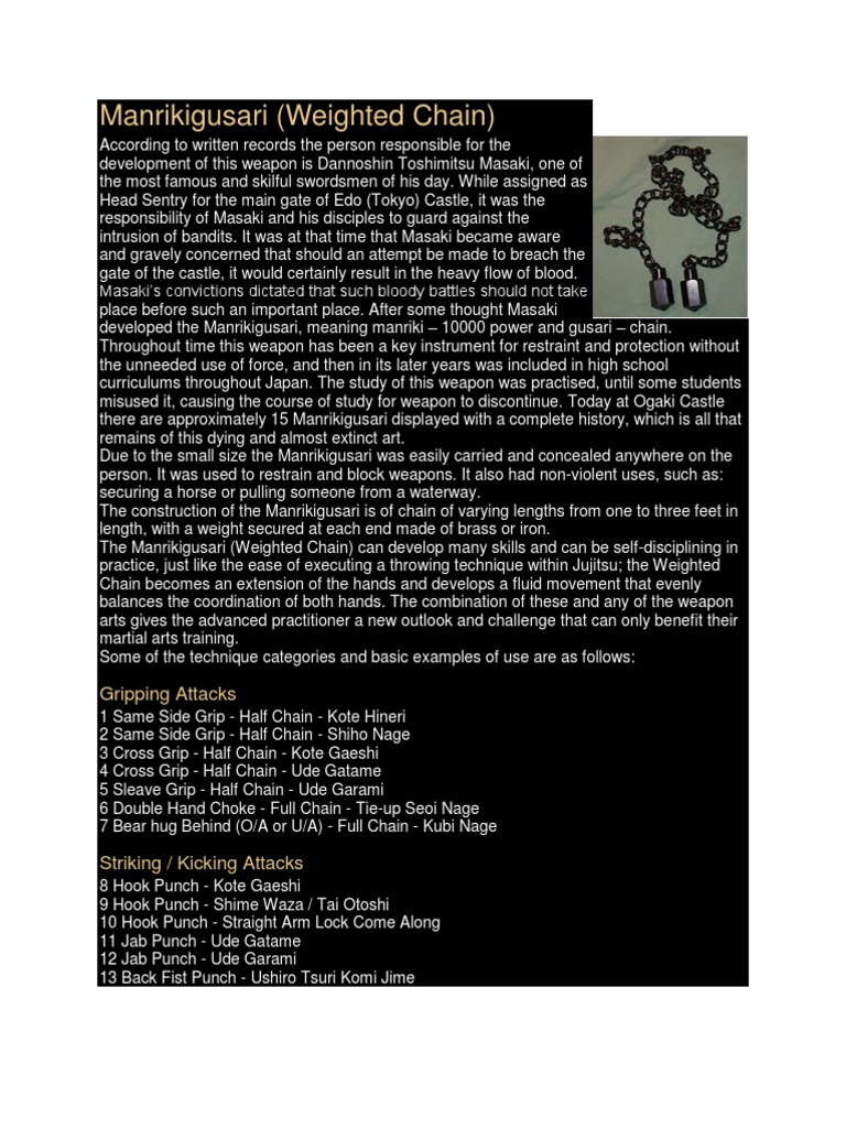 Manrikigusari (Weighted Chain) : Gripping Attacks | PDF | Combat Sports ...