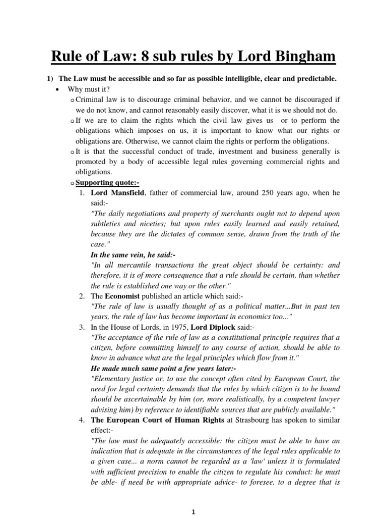 rule of lawlord bingham | Rule Of Law | Discretion