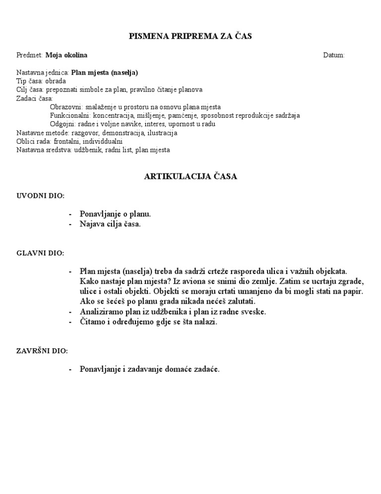 Plan Mjesta (Naselja) | PDF