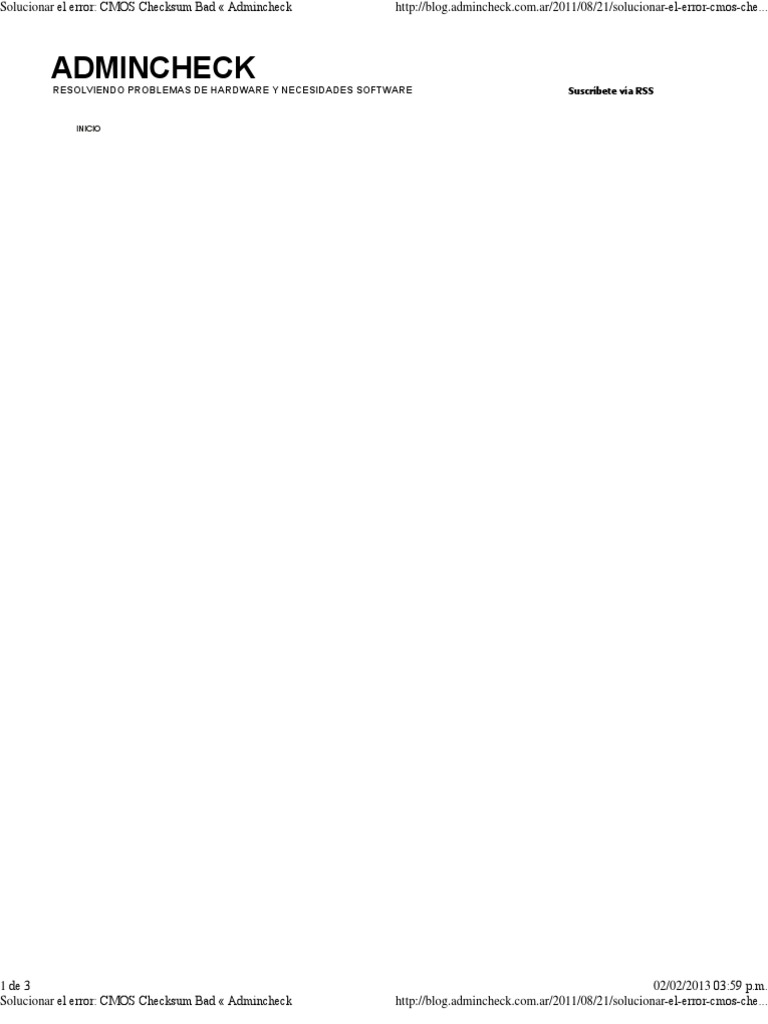 Solucionar El Error - CMOS Checksum Bad - Admincheck - Tmp512c63ed ...