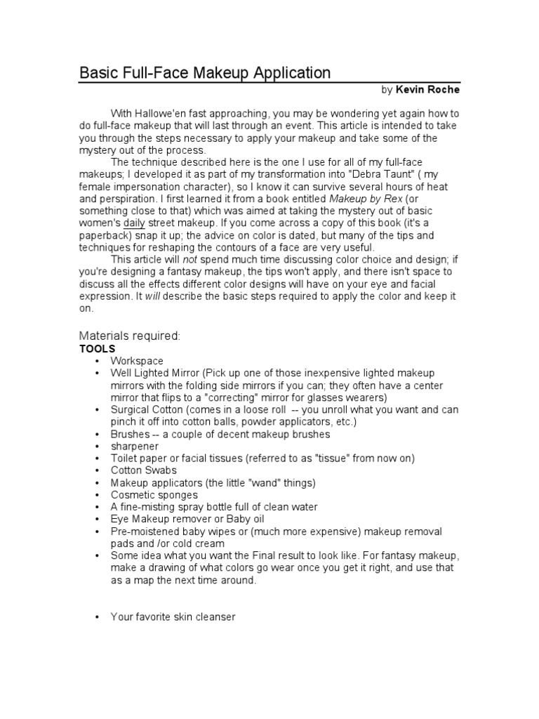 Basic Full-Face Makup Application | PDF
