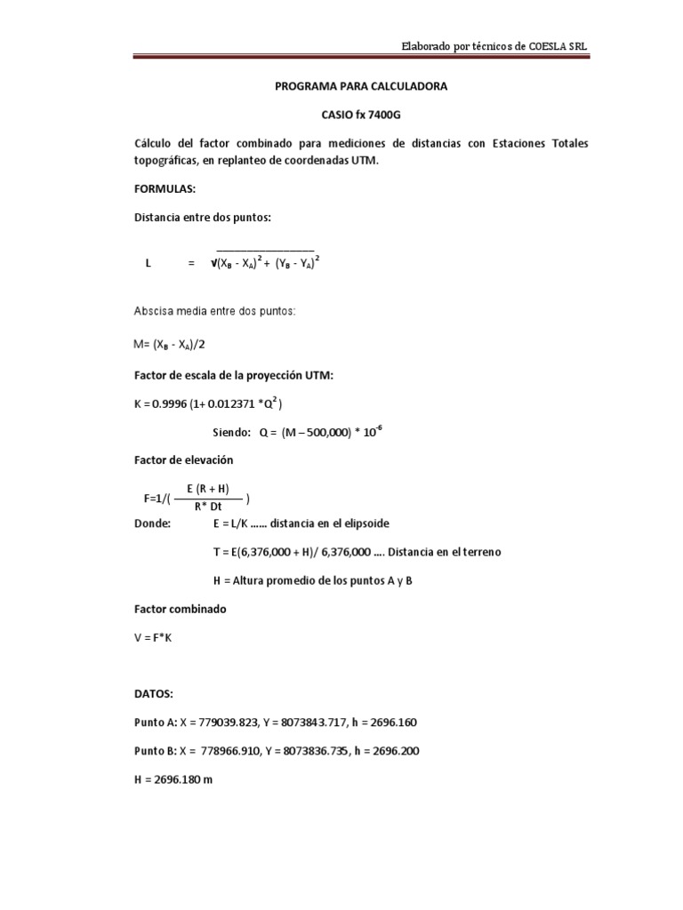Programa - para Calculadora Factor Combinado | PDF