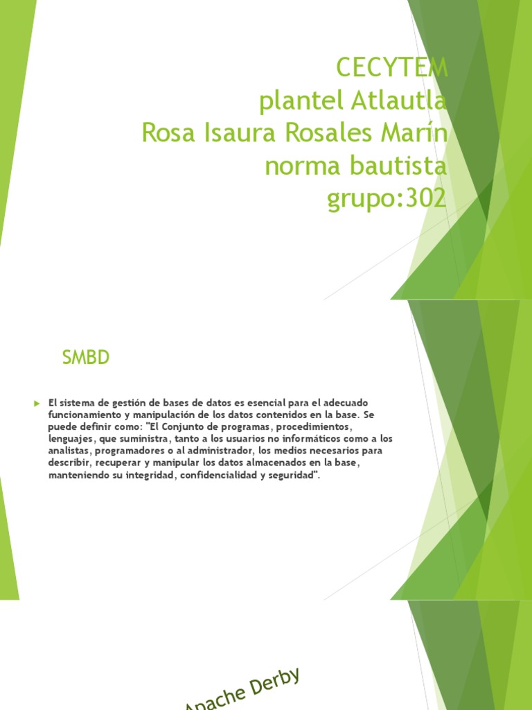 Apache Derby: Ventajas y Desventajas | PDF | Bases de datos | SQL