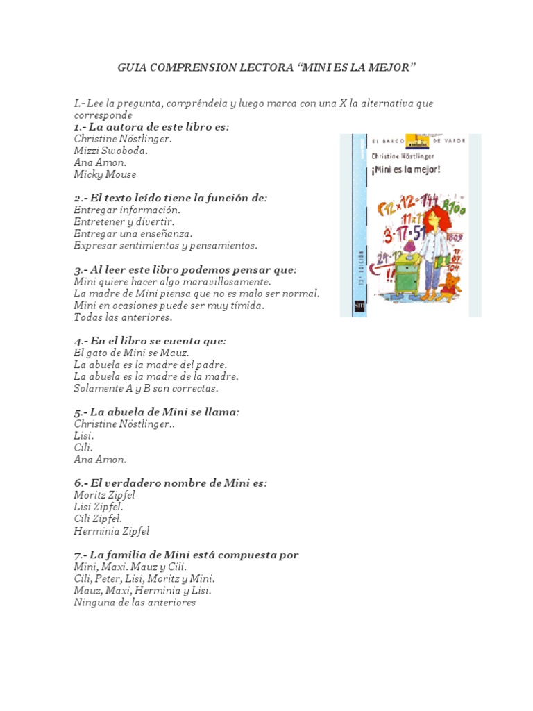 Guía de Comprensión: "Mini es la Mejor" | PDF