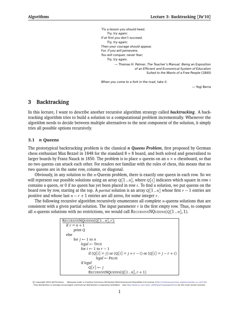 03 Backtracking | PDF | Sequence | Time Complexity