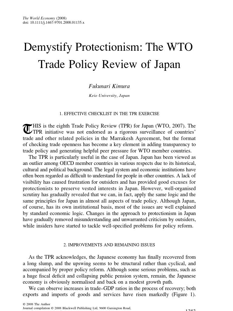 Demystify Protectionism: The WTO Trade Policy Review of Japan | PDF ...