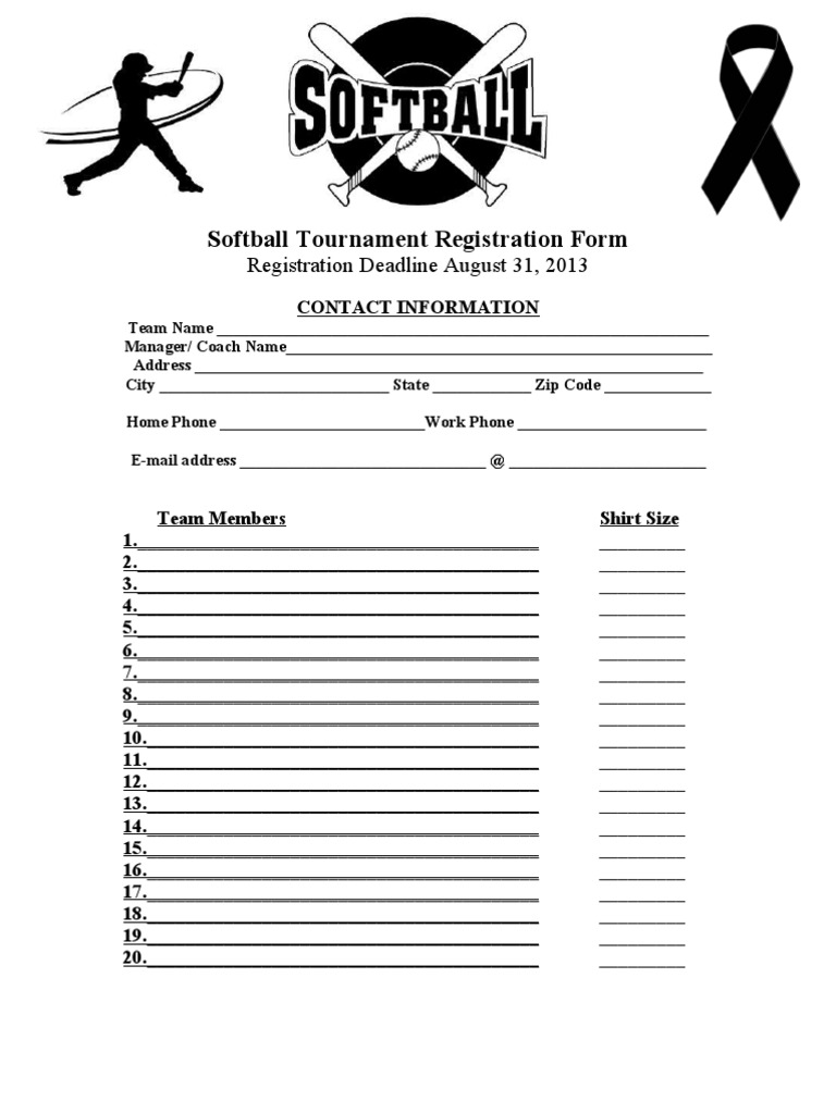 Softball Tournament Registration Form | PDF