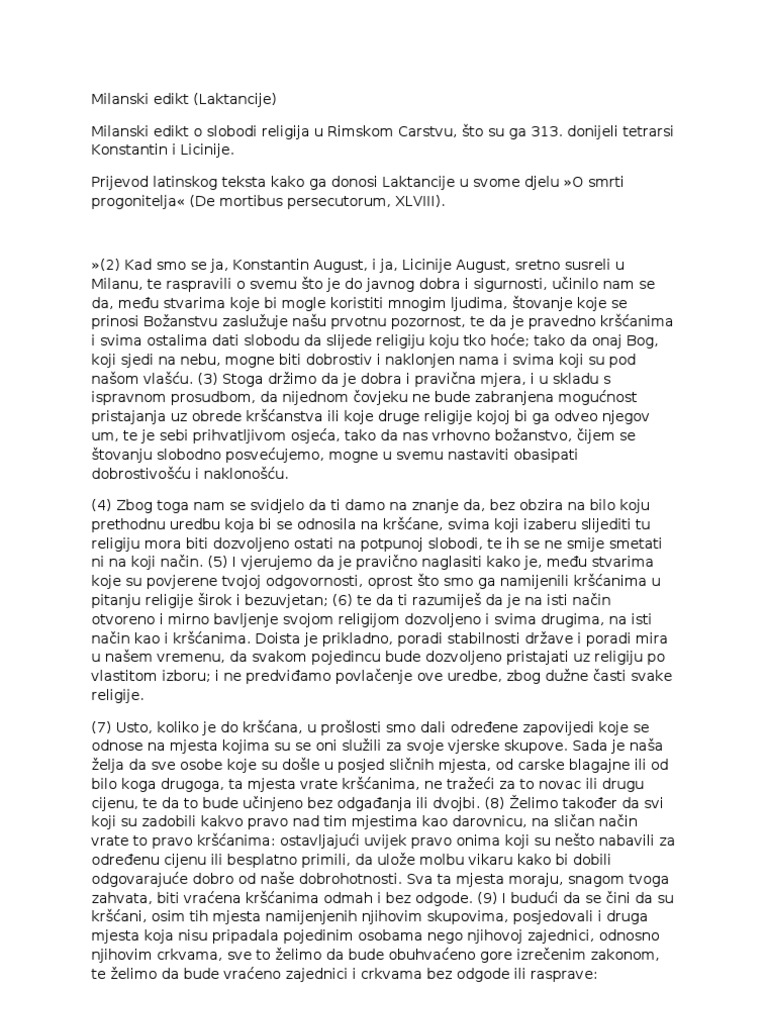 Milanski Edikt | PDF