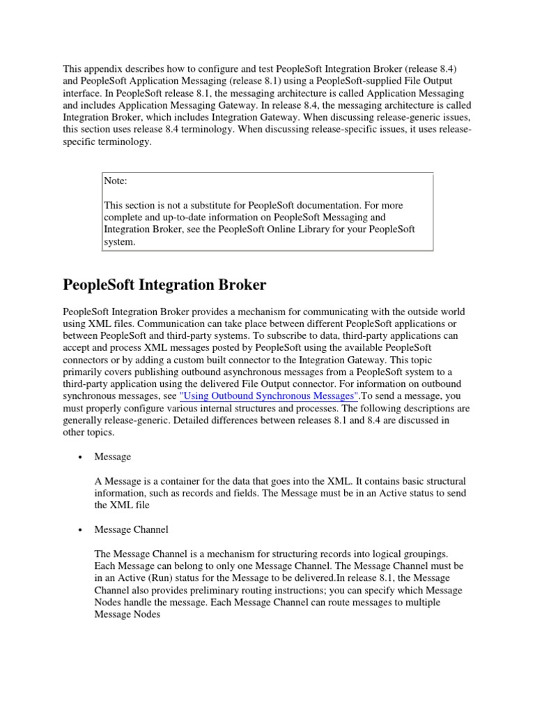 Peoplesoft Integration Broker: "Using Outbound Synchronous Messages" | PDF | Gateway ...