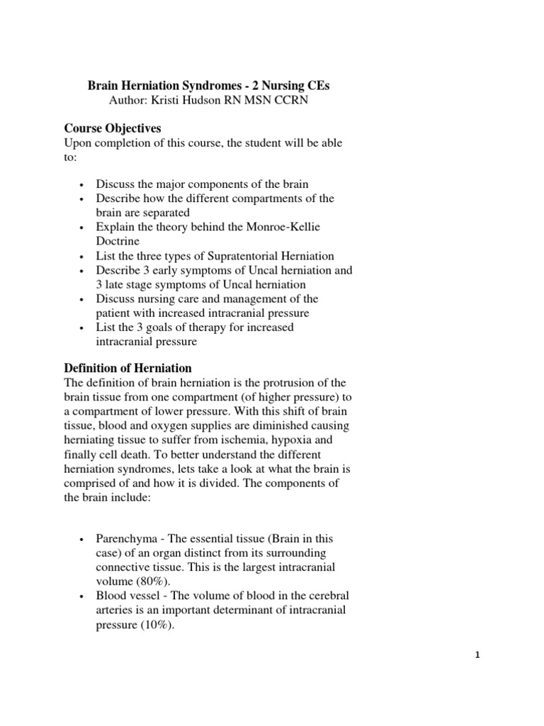 Brain Herniation | PDF | Coma | Human Brain
