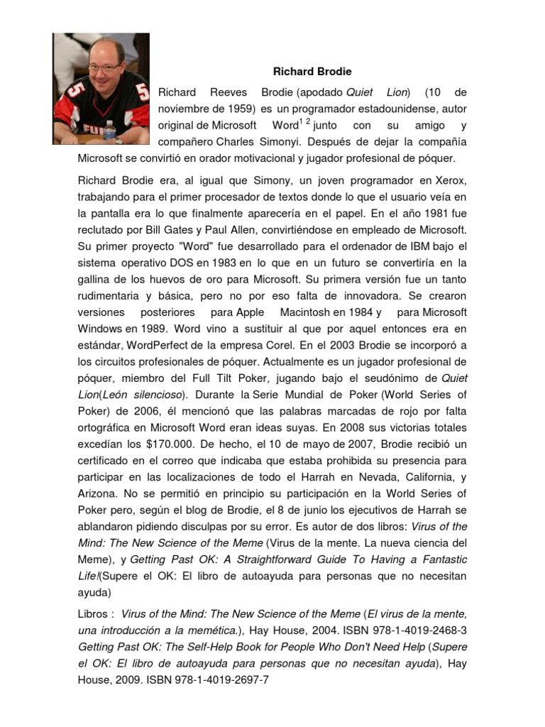 Richard Brodie: Creador de Microsoft Word | PDF | Microsoft | Informática