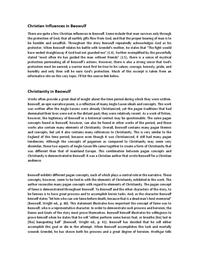 Christian Themes in Beowulf | PDF | Beowulf | Anglo Saxons