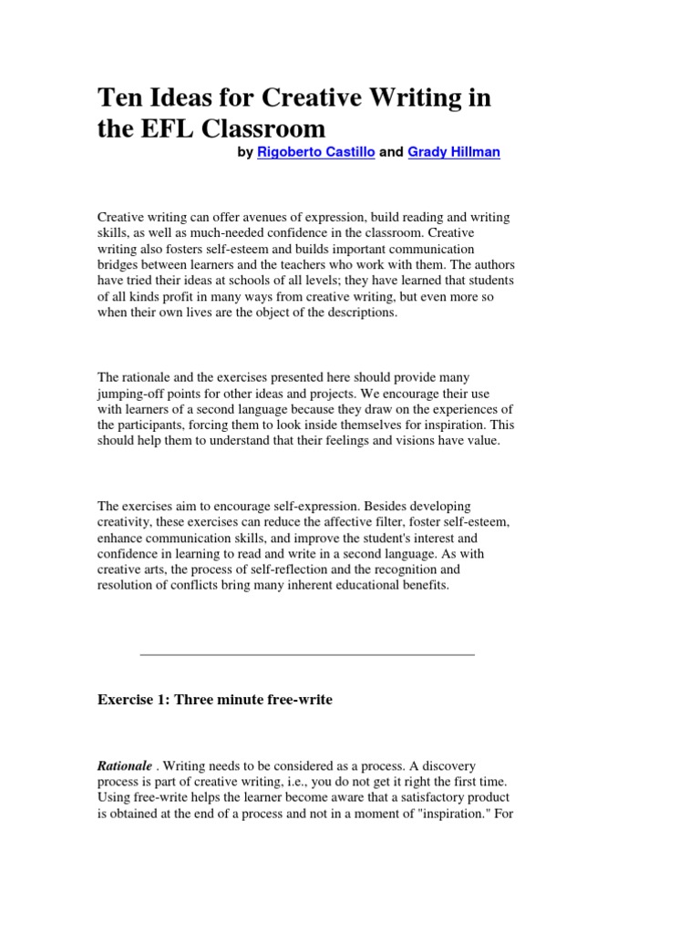 Ten Ideas For Creative Writing in The EFL Classroom | PDF | Dream ...