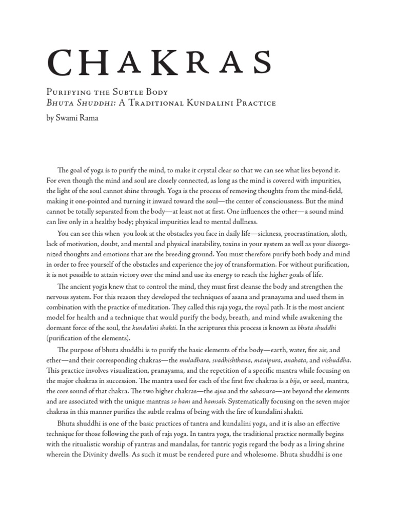 Chakras Bhuta Shuddhi PDF | PDF | Kundalini | Kundalini Yoga
