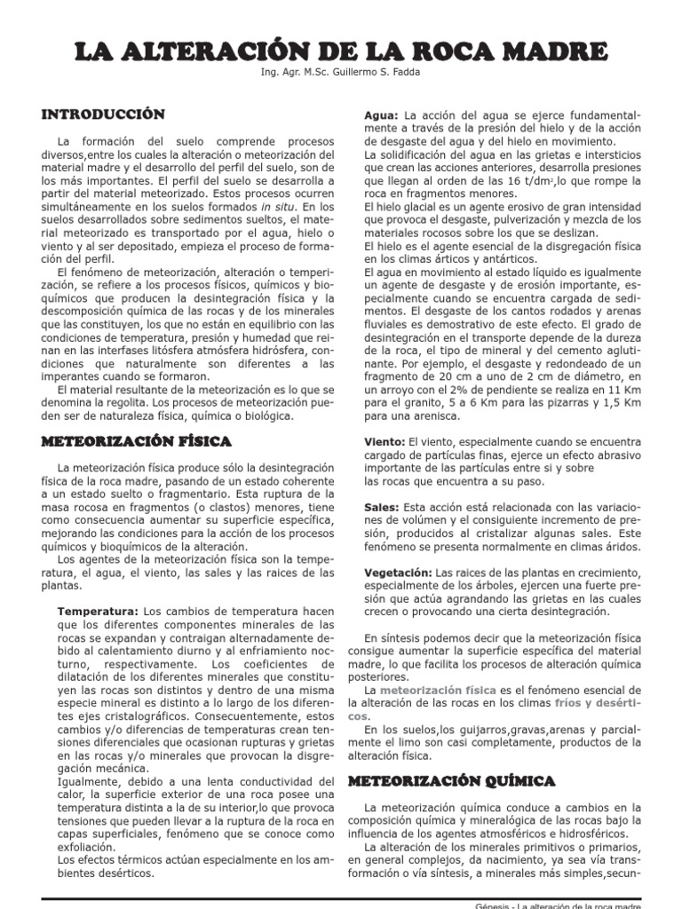 Genesis 2 - La Alteracion de La Roca Madre X | PDF | Meteorización ...