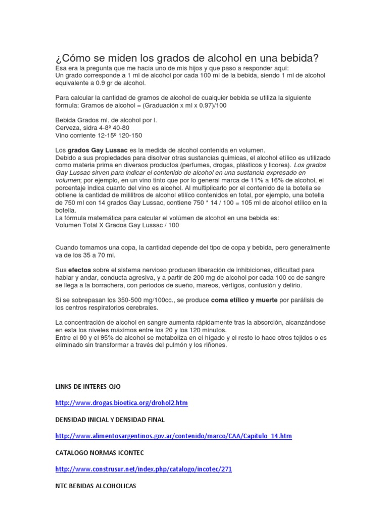 Cómo Se Miden Los Grados de Alcohol en Una Bebida | PDF