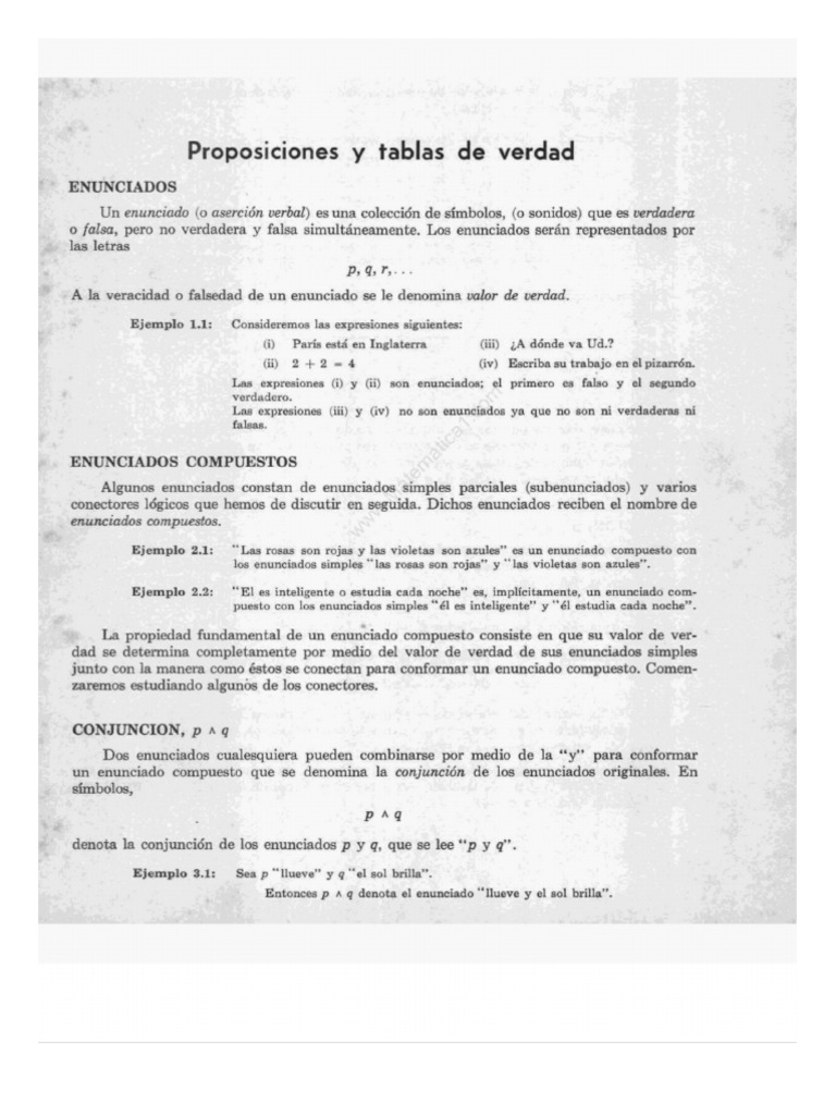 Proposiciones y Tablas de Verdad PDF Ejercicios Resueltos de Matematica Con Teoria, Ejemplos y ...