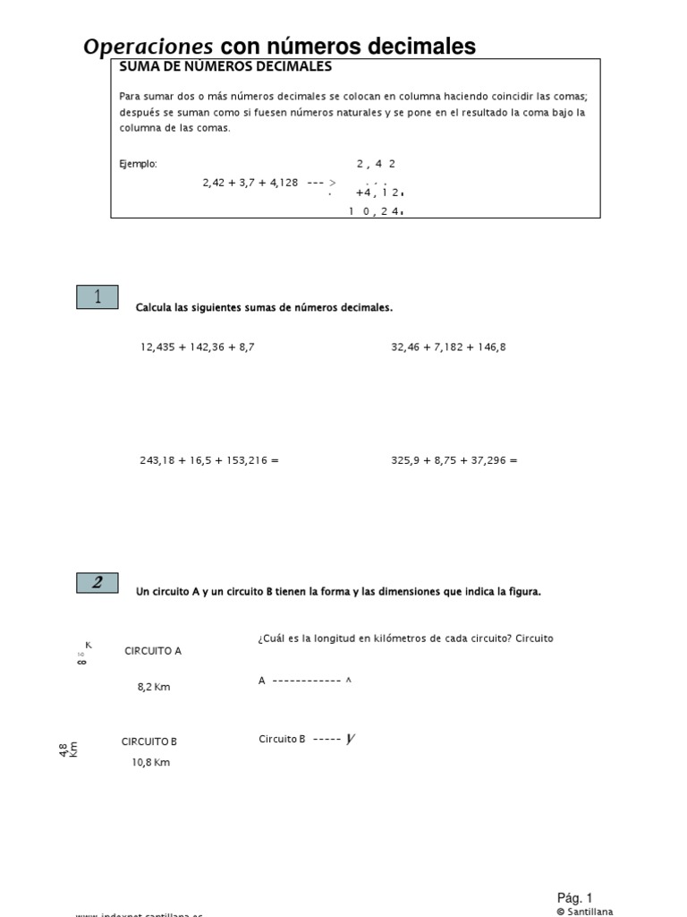Operaciones Con Números Decimales | PDF | Multiplicación | División ...
