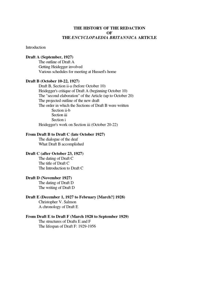 Drafting the Encyclopaedia Britannica Article | PDF | Phenomenology ...