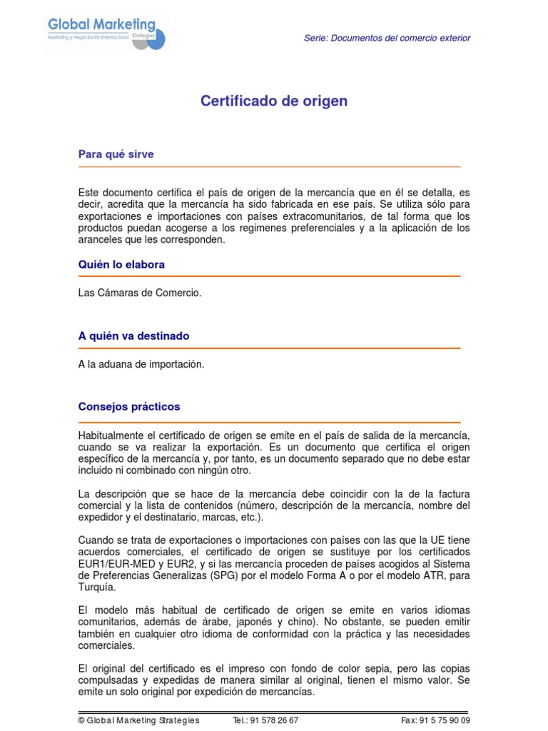Certificado de origen guía | PDF | El comercio internacional | aduana