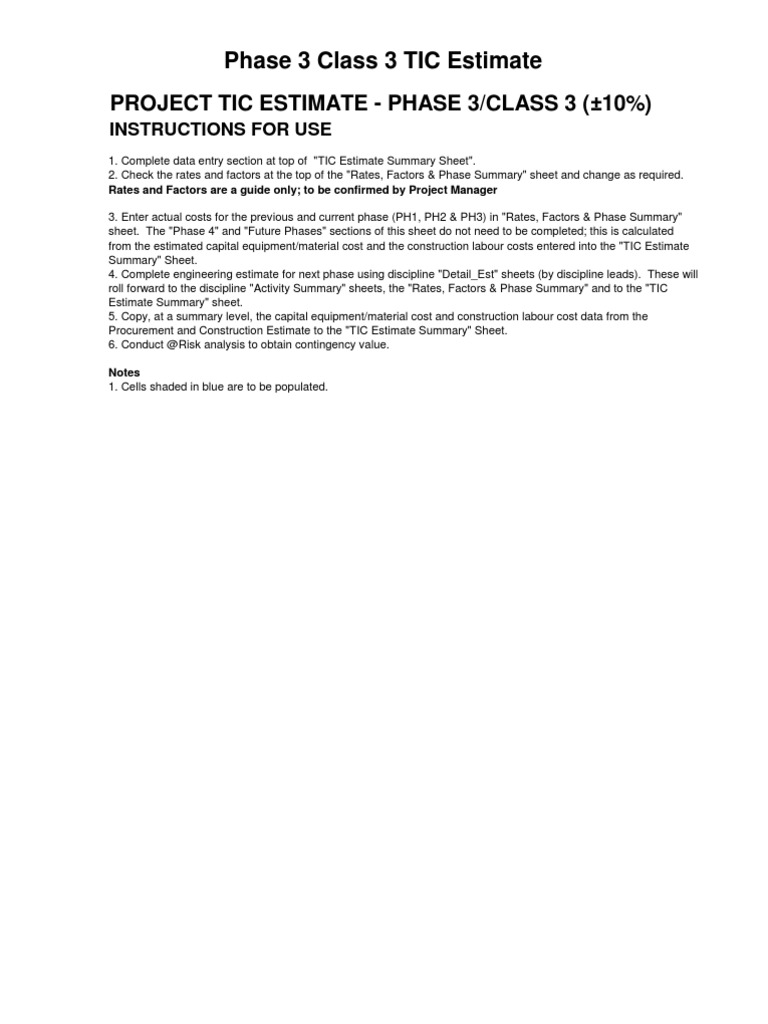 SRU Offplot - Process - Phase 3 - Class 3 TIC Estimate (FEED) | PDF ...