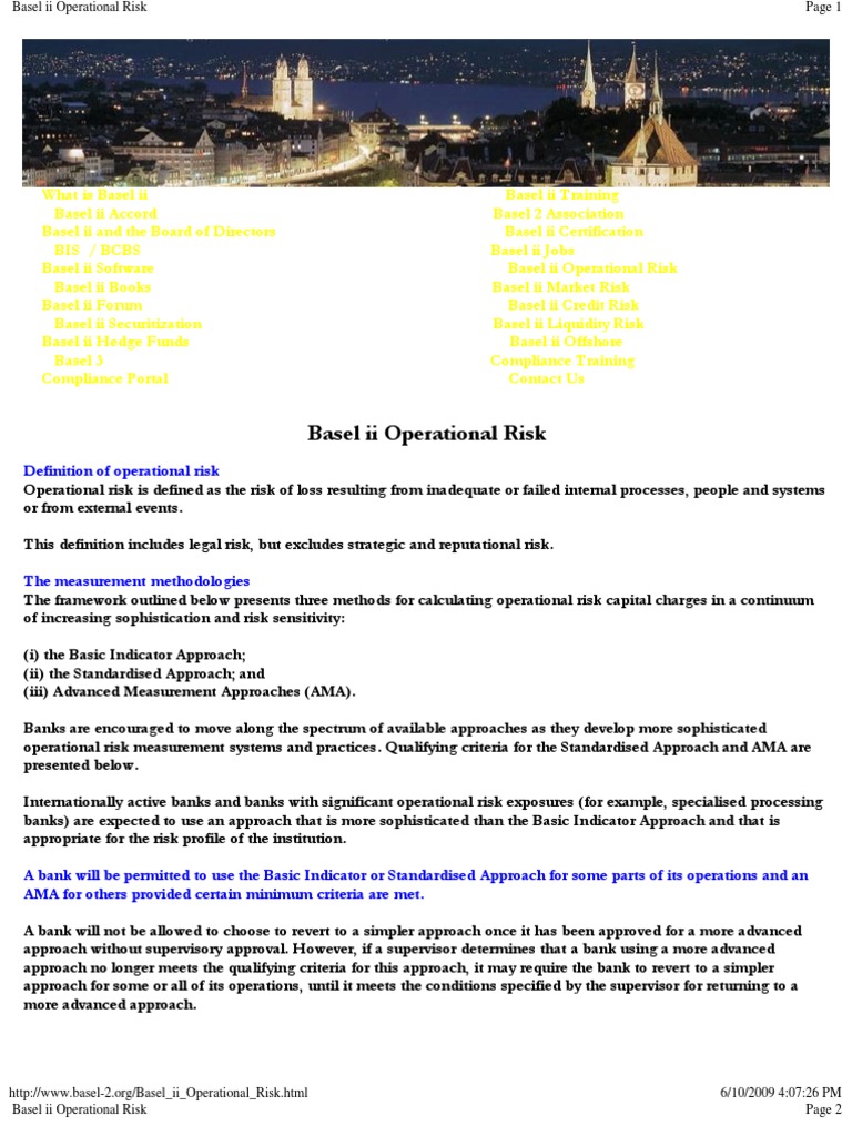 Basel II Operational Risk | PDF | Basel Ii | Operational Risk