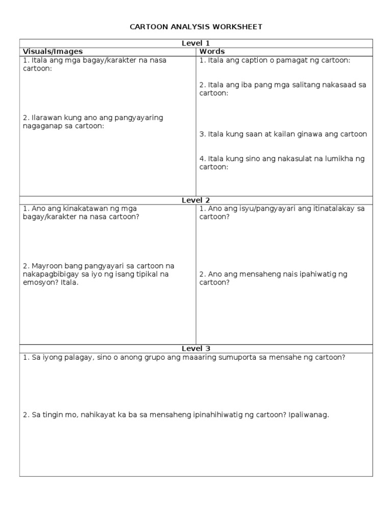 Cartoon Analysis Worksheet | PDF