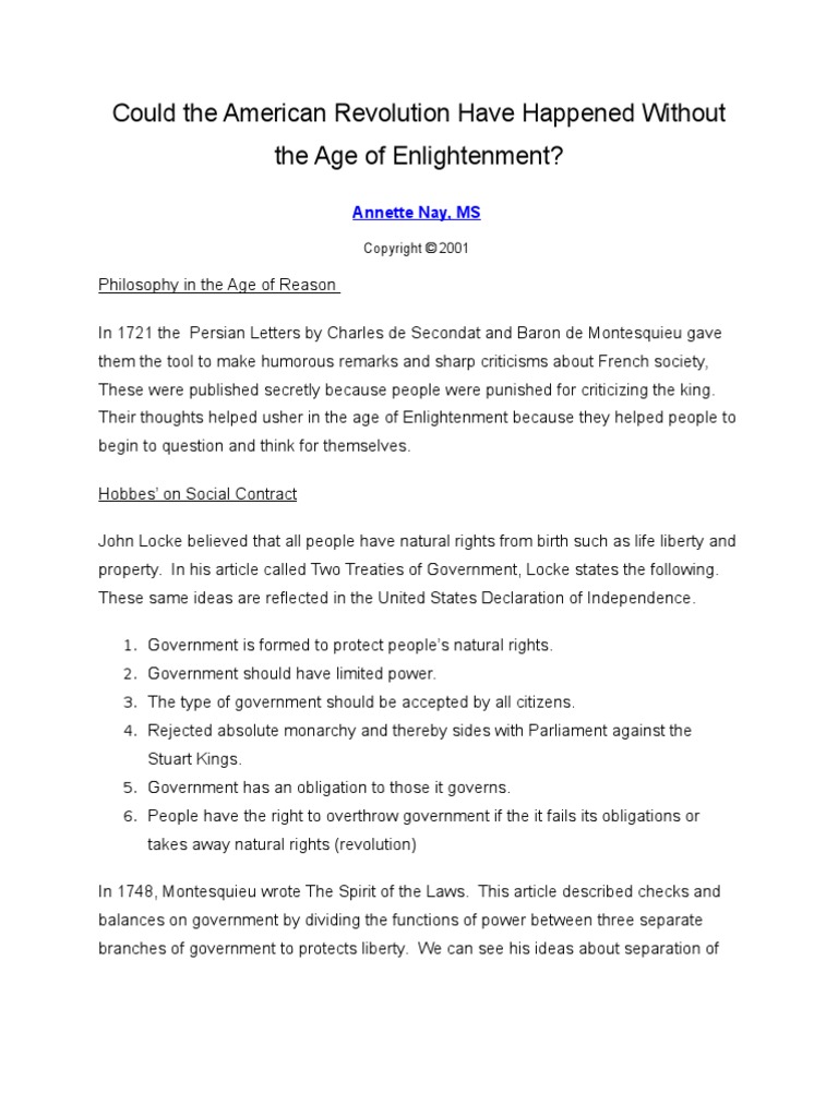 Could The American Revolution Have Happened Without The Age of ...