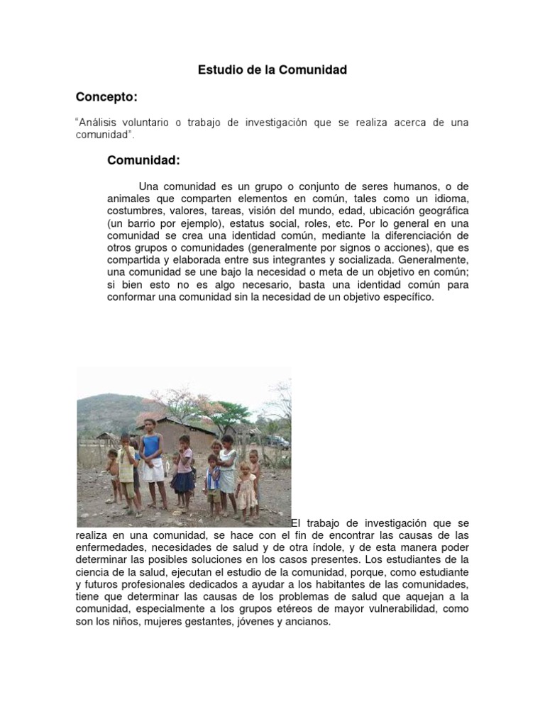 Estudio y Diagnóstico de la Comunidad | PDF | Comunidad | Cognición
