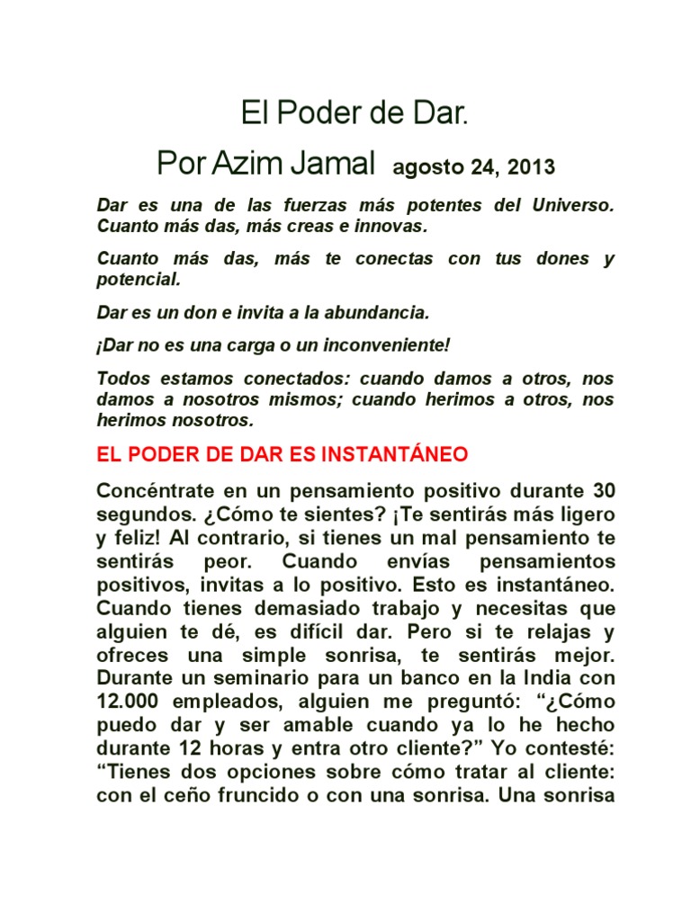El Poder Transformador de Dar | PDF | Vida