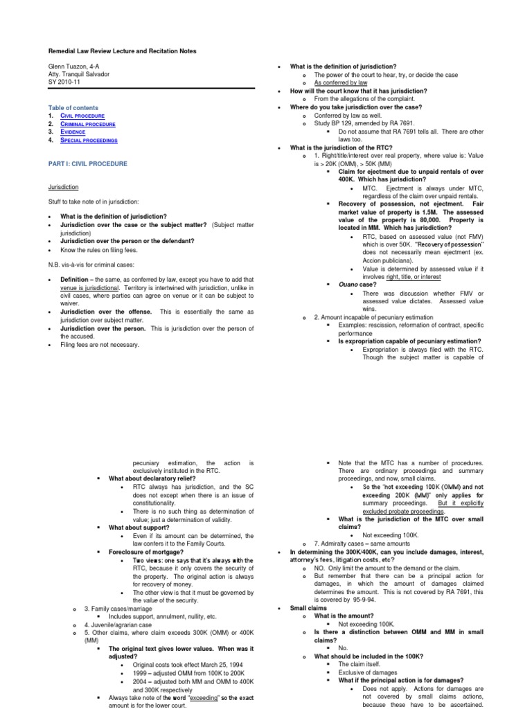 Rem Review Lecture and Recit Notes | Download Free PDF | Standing (Law ...
