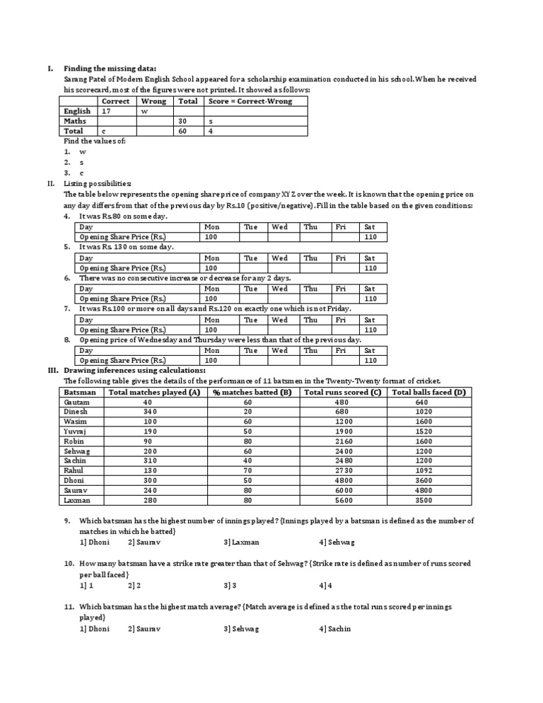 I. Finding The Missing Data | PDF