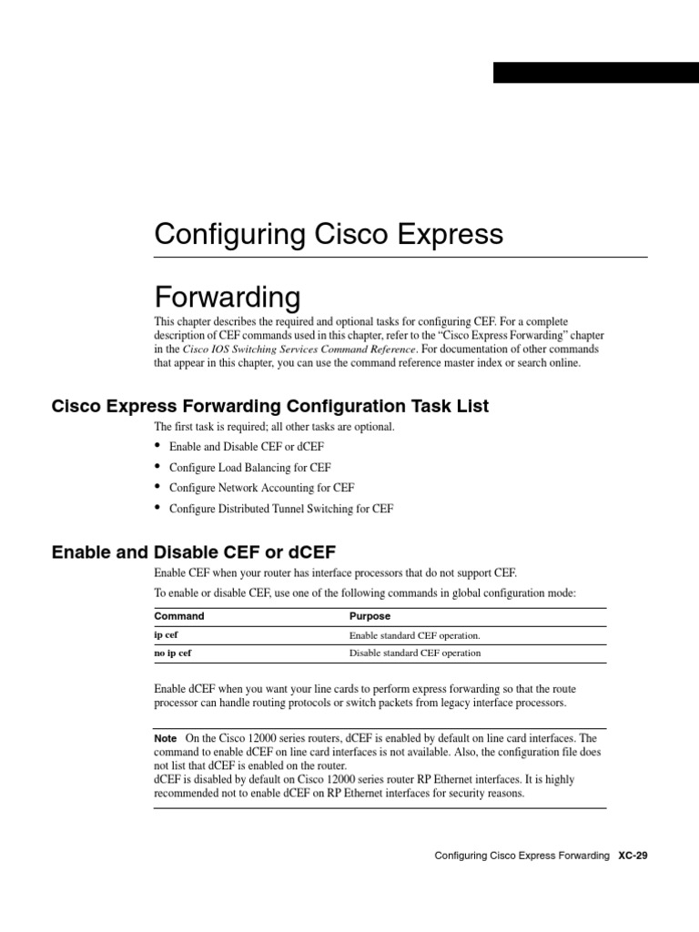 Configuring Cisco Express Forwarding (Xccefc) | PDF