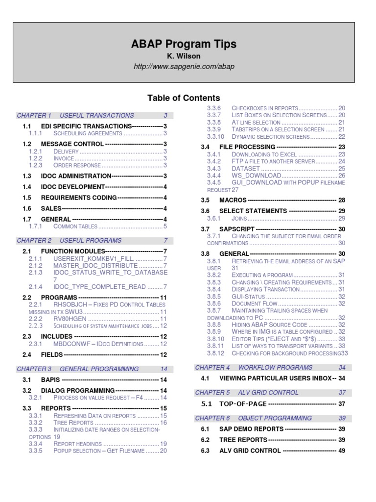 ABAP Program Tips | PDF | File Transfer Protocol | Database Index