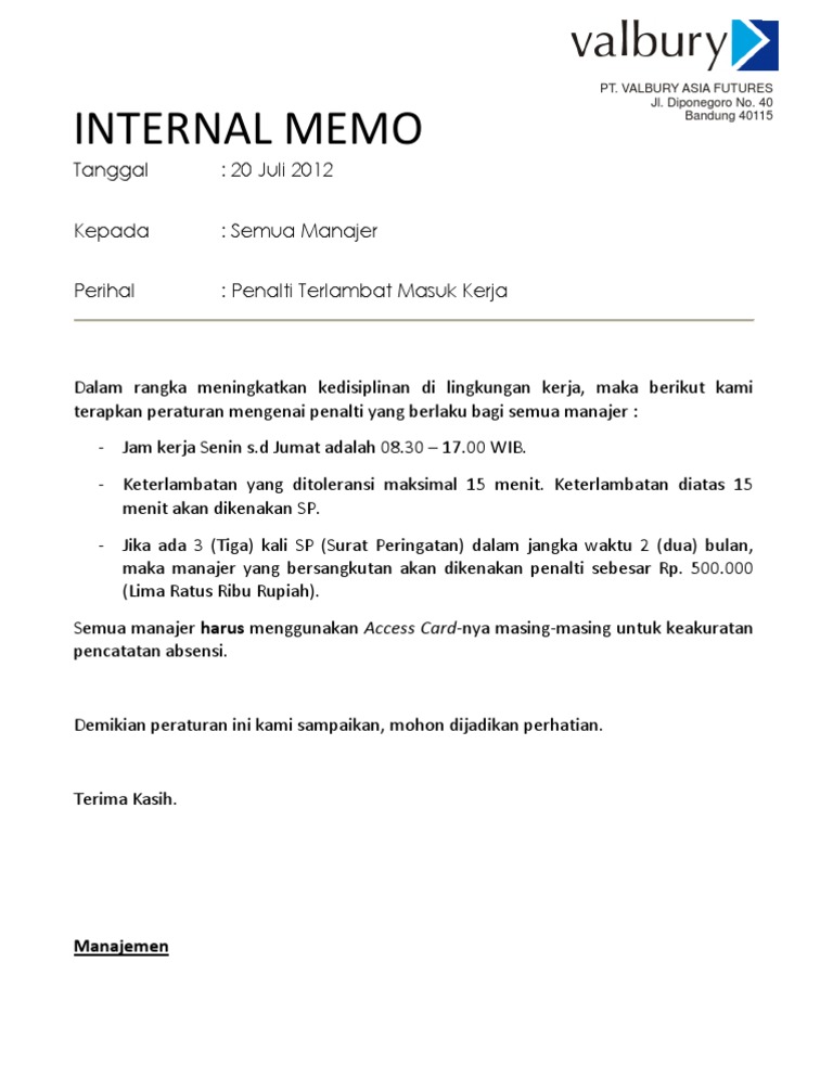 Internal Memo - SP | PDF | Bisnis