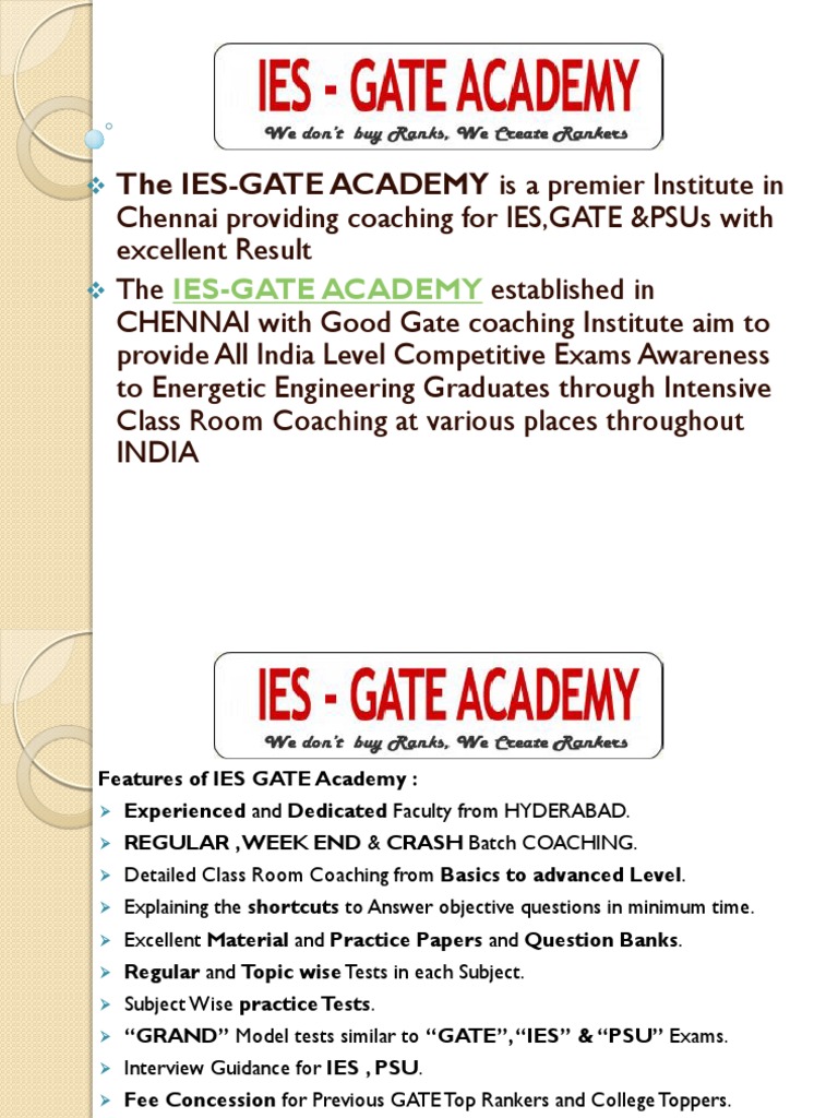 GATE IES Coaching Center in Chennai - GATE IES Coaching Classes - IES ...