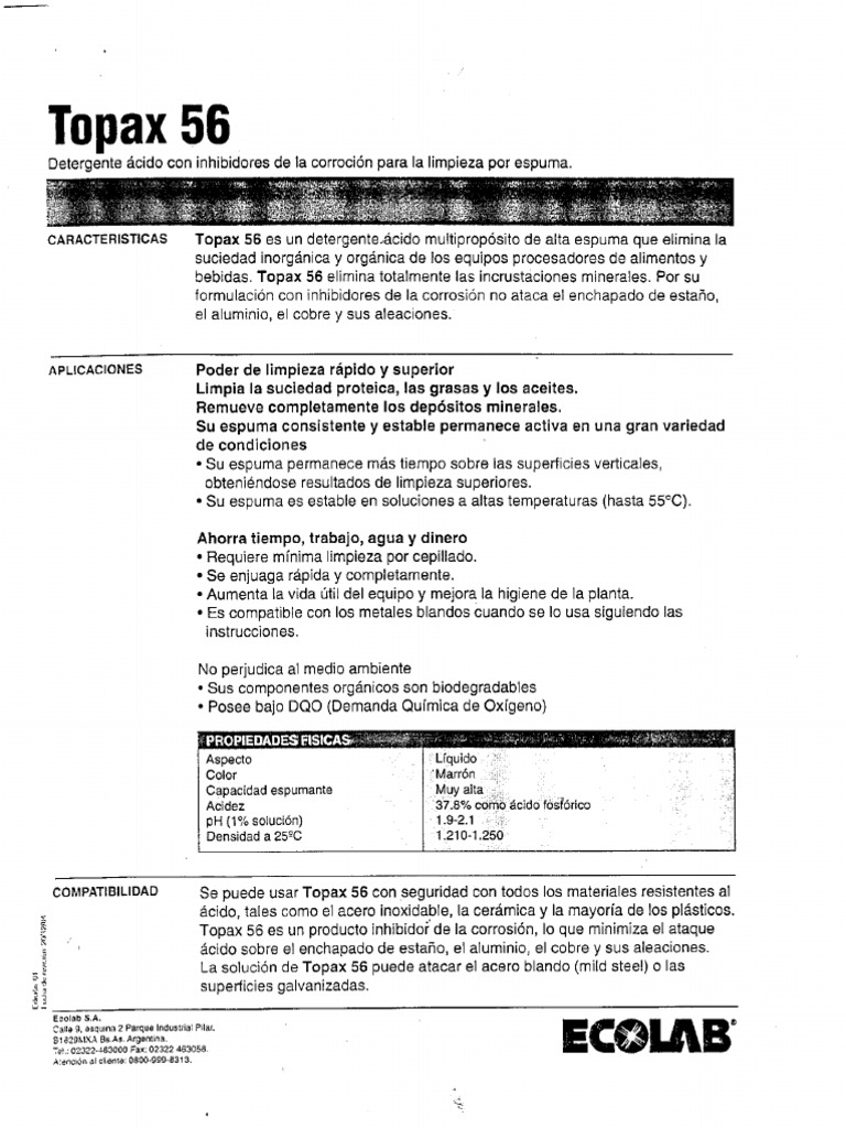 Detergente Acido Topax 56 | PDF