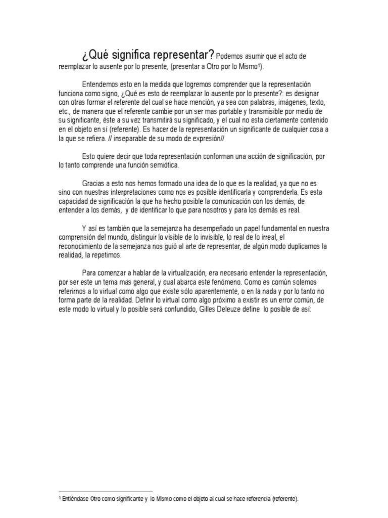 ¿Qué Significa Representar | PDF
