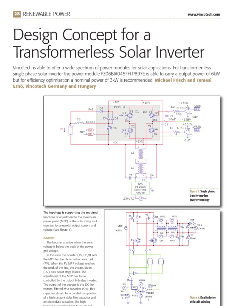 Design Concept For A Transformerless Solar Inverter: Renewable Power ...
